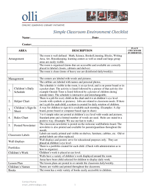 Fillable Online Simple Classroom Environment Checklist - Georgia Fax ...
