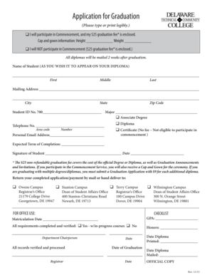 Fillable Online dtcc Application for Graduation - Delaware Technical ...