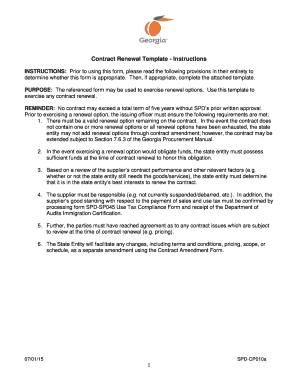 Fillable Online Contract Renewal Template - Instructions Fax Email ...