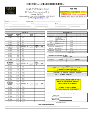 Fillable Online ELECTRICAL SERVICE ORDER FORM - GWCC - index Fax Email ...