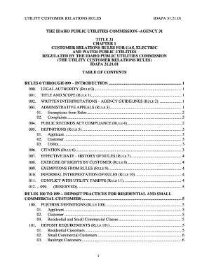 Fillable Online UTILITY CUSTOMER RELATIONS RULES Fax Email Print ...