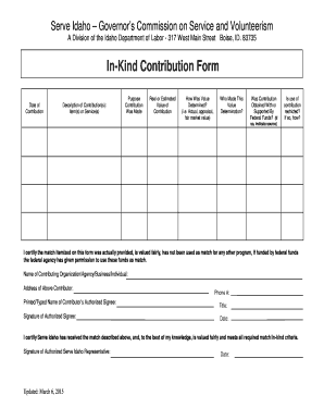 Fillable Online In-Kind Contribution Form - Serve Idaho Fax Email Print ...