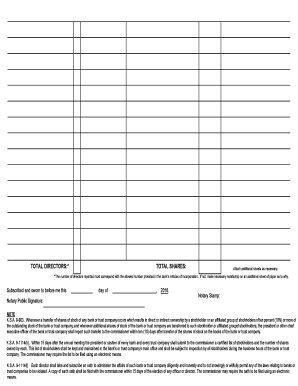 Fillable Online osbckansas TOTAL DIRECTORS:* TOTAL SHARES: Attach additional sheets as necessary ...