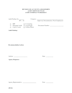 Fillable Online da ks Audit Findings Worksheet - da ks Fax Email Print ...
