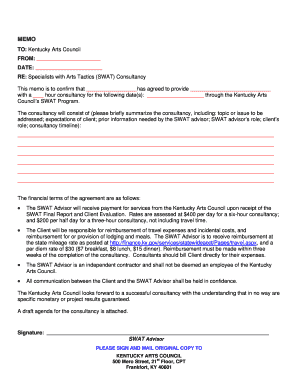 Fillable Online artscouncil ky SWAT Letter of Agreement - Kentucky Arts ...