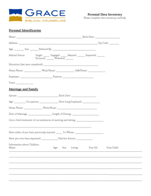 Fillable Online gracebiblicalcounseling Personal Data Inventory Please ...