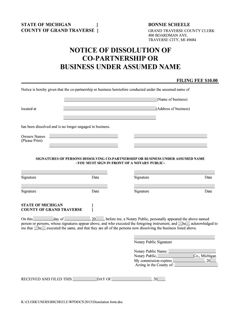 Fillable Online co grand-traverse mi STATE OF MICHIGAN BONNIE SCHEELE ...