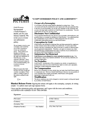 Fillable Online SCRIPT SUBMISSION POLICY AND AGREEMENT Fax Email Print ...