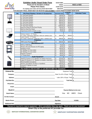 Fillable Online kyconvention Exhibitor Audio Visual Order Form SHOW ...