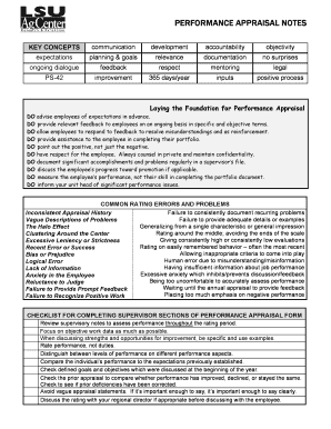 Fillable Online PERFORMANCE APPRAISAL NOTES Fax Email Print - pdfFiller