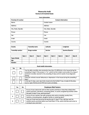 Fillable Online Biosecurity Audit Form Fax Email Print - pdfFiller