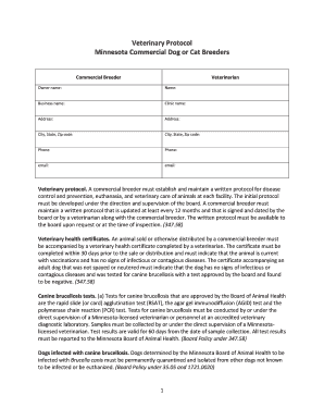 Fillable Online Veterinary Protocol - Minnesota Board of Animal Health ...