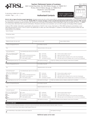 Fillable Online trsl Submit original form Authorized Contacts no fax ...