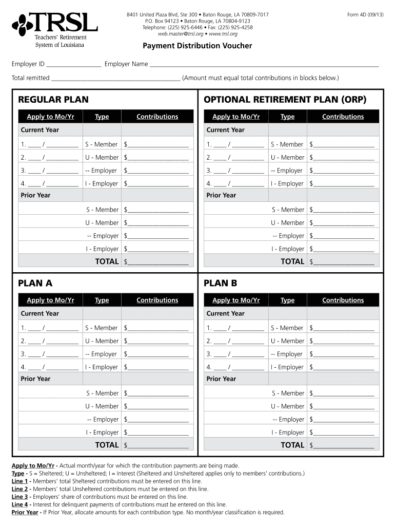 Fillable Online trsl Payment Distribution Voucher Fax Email Print ...