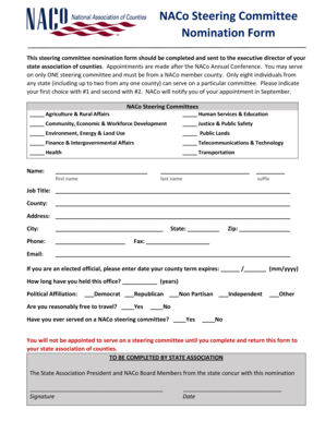 Fillable Online naco NACo Steering Committee Nomination Form - naco Fax ...