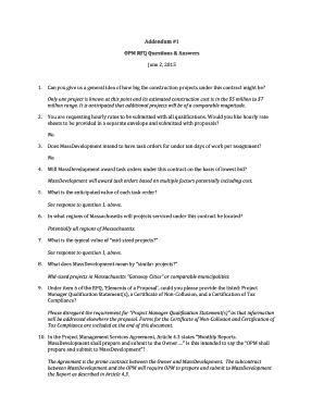 Fillable Online Addendum 1 OPM RFQ Questions Answers Fax Email Print ...