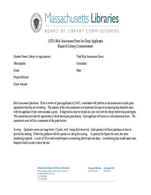 Fillable Online LSTA Risk Assessment Form - MBLC Fax Email Print ...