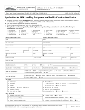 Fillable Online mda state mn Milk Handling Equipment Facility Construction Review Application ...