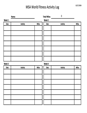 Fillable Online MSA World Fitness Activity Log - msastatemnus Fax Email ...