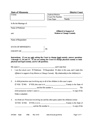 Fillable Online mncourts Motion to Change Custody Fax Email Print ...