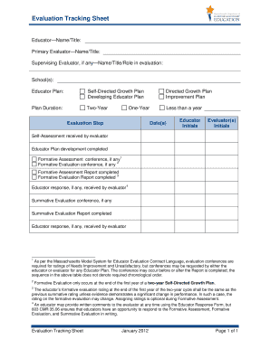 Fillable Online Evaluation Tracking Sheet Fax Email Print - pdfFiller