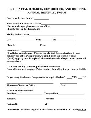 Fillable Online msboc RESIDENTIAL BUILDER REMODELER AND ROOFING ANNUAL RENEWAL - msboc Fax Email ...
