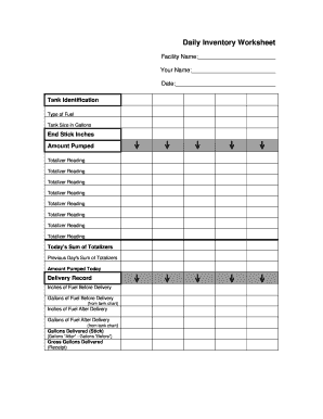 Fillable Online deq state ms Daily Inventory Worksheet - MDEQ - deq state ms Fax Email Print ...