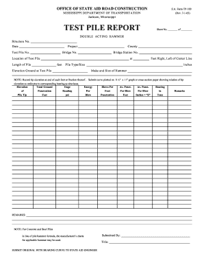 Fillable Online TEST PILE REPORT - msstateaidroadsus Fax Email Print ...