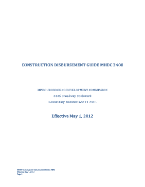 Fillable Online CONSTRUCTION DISBURSEMENT GUIDE MHDC 2400 Fax Email ...