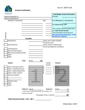 Fillable Online MHTF 245 income verification - MHDC Fax Email Print ...