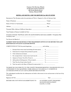 Fillable Online jodaviess HOTEL AND MOTEL USE TAX RETURN for MULTI ...