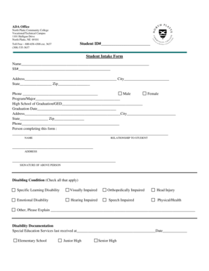Fillable Online mpcc Student ID Student Intake Form - Mid-Plains ...