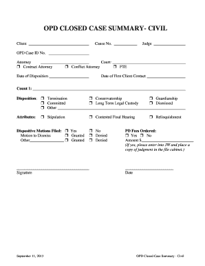 Fillable Online publicdefender mt OPD CLOSED CASE SUMMARY- CIVIL ...