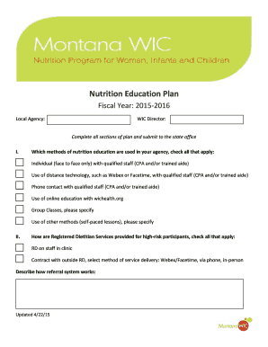 Fillable Online dphhs mt Nutrition Education Plan - DPHHS Fax Email ...