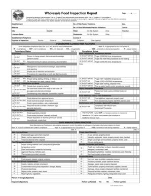 Fillable Online dphhs mt Wholesale Food Inspection Report Page of ...