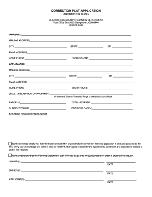 Fillable Online co clear-creek co CORRECTION PLAT PROCESS GUIDE - Clear Creek County Colorado ...