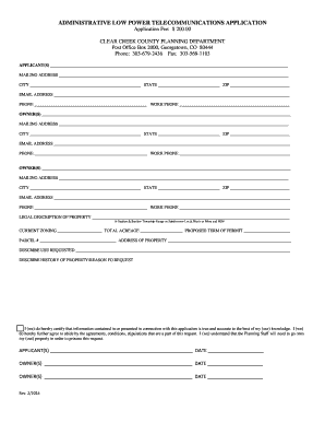 Fillable Online co clear-creek co ADMINISTRATIVE LOW POWER ...