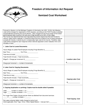 Fillable Online Itemized Cost Worksheet Fax Email Print - pdfFiller