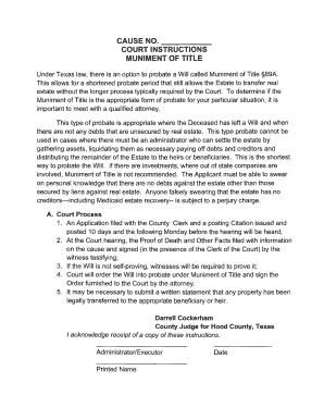 Fillable Online MUNIMENT OF TITLE Fax Email Print - pdfFiller