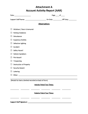 Fillable Online Attachment A Account Activity Report AAR Fax Email ...