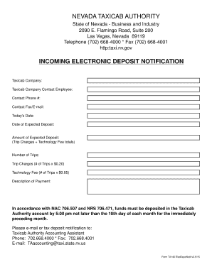 Fillable Online INCOMING ELECTRONIC DEPOSIT NOTIFICATION - Nevada Fax ...