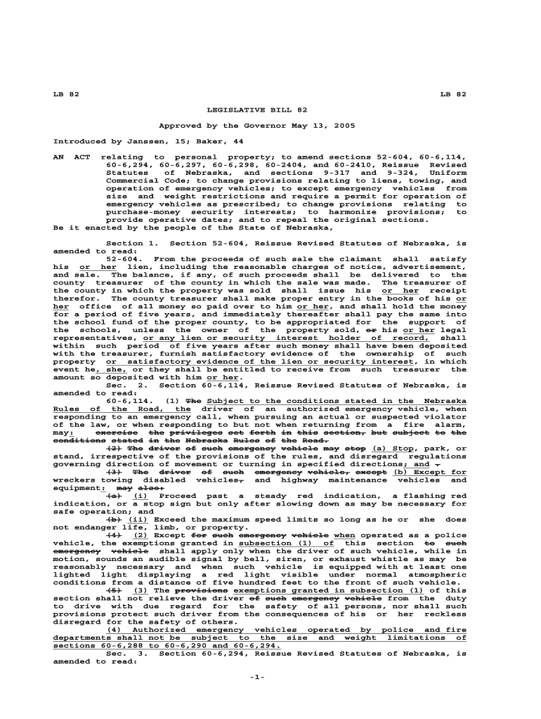 Fillable Online uniweb legislature ne LB 82 LB 82 LEGISLATIVE BILL 82 ...