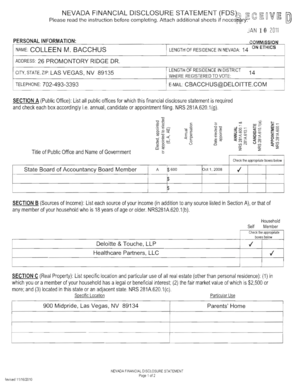 Fillable Online ethics nv NEVADA FINANCIAL DISCLOSURE STATEMENT FDS6l g ...