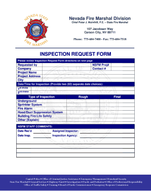 Fillable Online INSPECTION REQUEST FORM - Nevada Fax Email Print ...