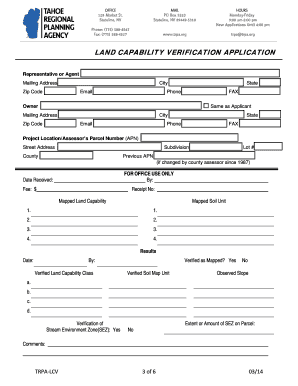 Fillable Online trpa LAND CAPABILITY VERIFICATION APPLICATION - TRPA ...