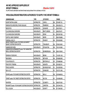 Fillable Online NH WIC APPROVED SUPPLIERS OF Fax Email Print - pdfFiller