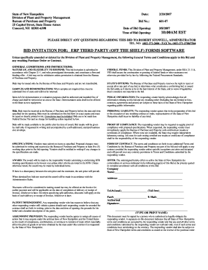 Fillable Online admin state nh BID INVITATION FOR ERP THIRD PARTY OFF ...