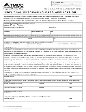 Fillable Online tmcc Individual Purchasing Card Application Fax Email ...
