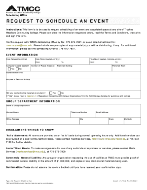 Fillable Online tmcc Request to Schedule an Event Fax Email Print ...