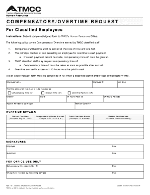Fillable Online tmcc Classified CompensatoryOvertime Request Fax Email Print - pdfFiller